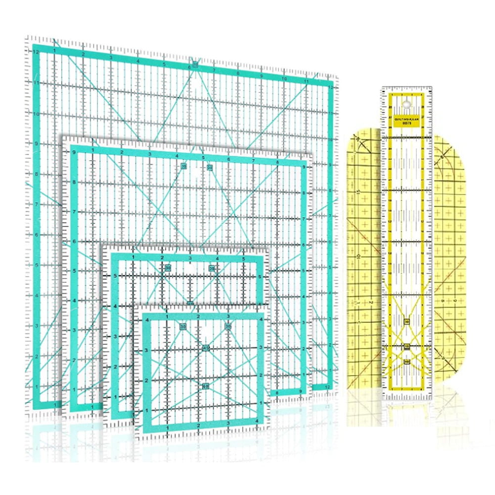 6 Piece Quilting Ruler Square Acrylic Fabric Cutting Clear Mark and ...