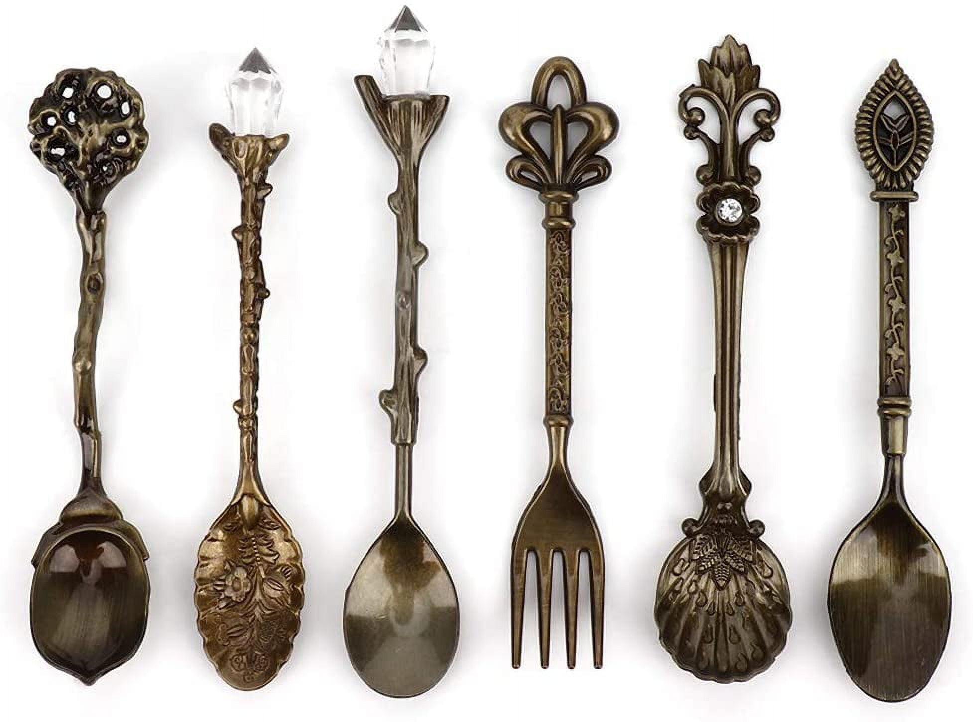 6-Piece/R套装 Retro Engraved Coffee Spoons Tea Spoons Retro Zinc Alloy ...