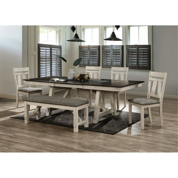 6-Piece Rectangular Dining Set | Extendable for Dining Room with Self ...