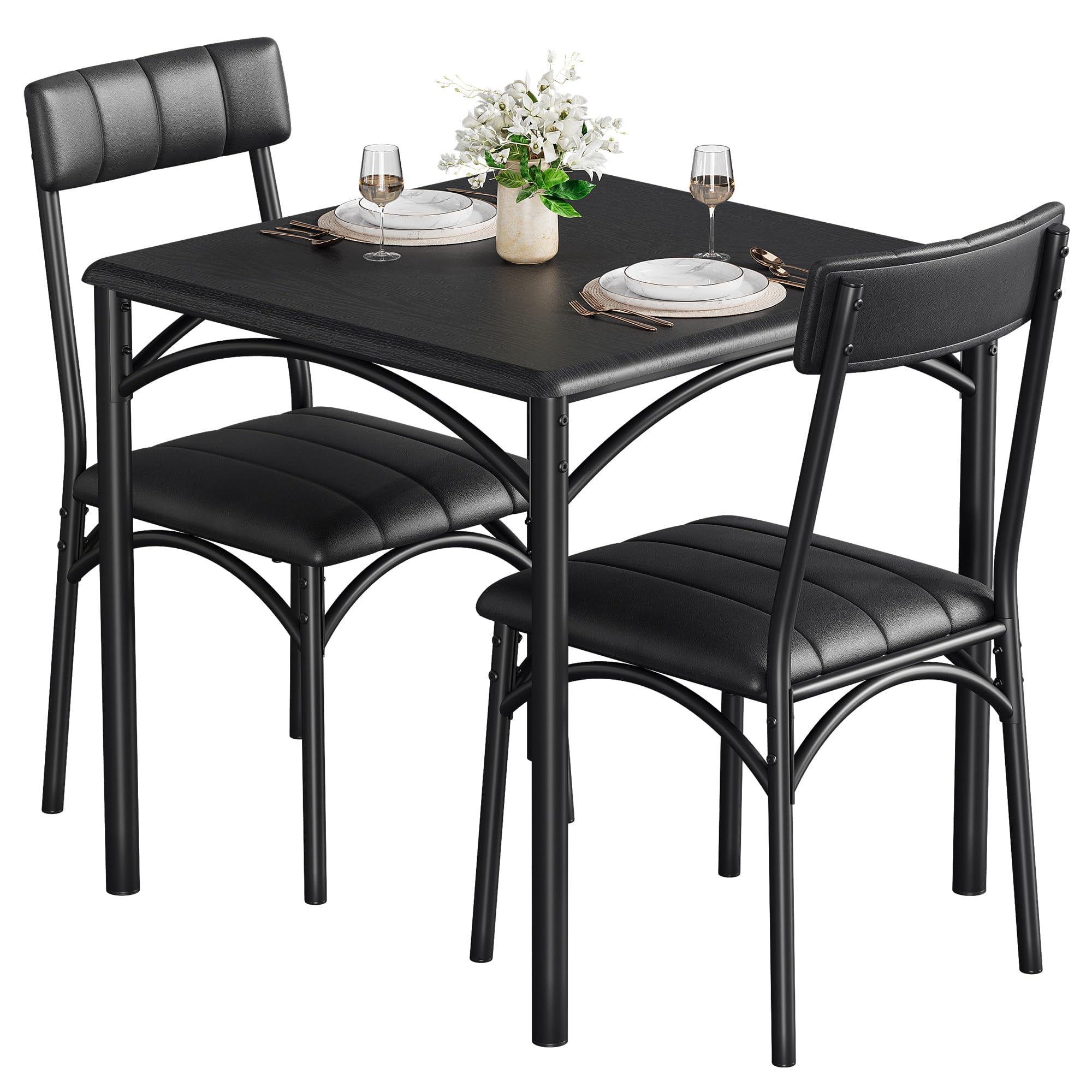 6-Piece Retro Dining Set for 6 Dining Table Set with 4 Upholstered ...