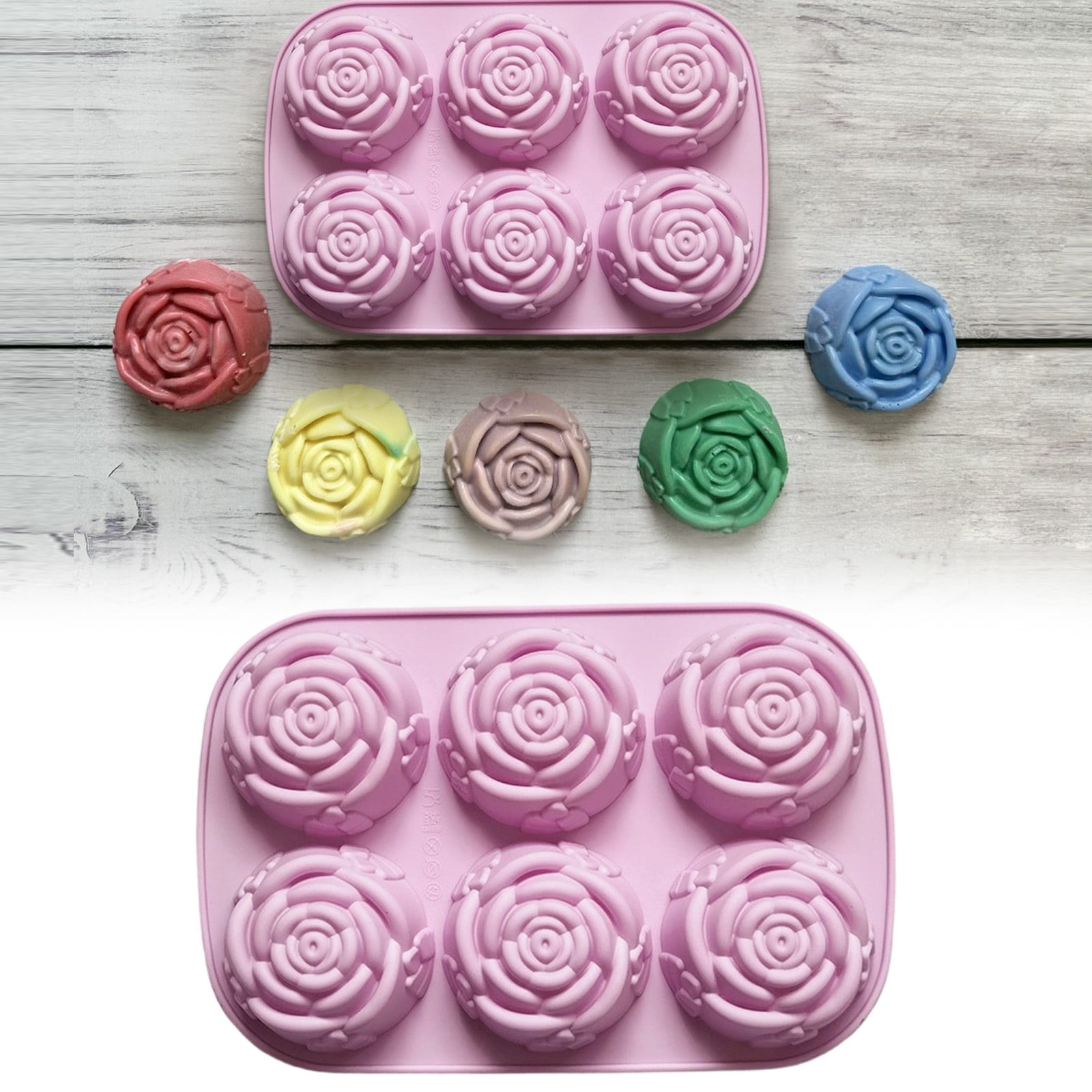 6-Piece Rose Mold, Deep Purple,6Cavity Rose Silicone for Candles Soap ...