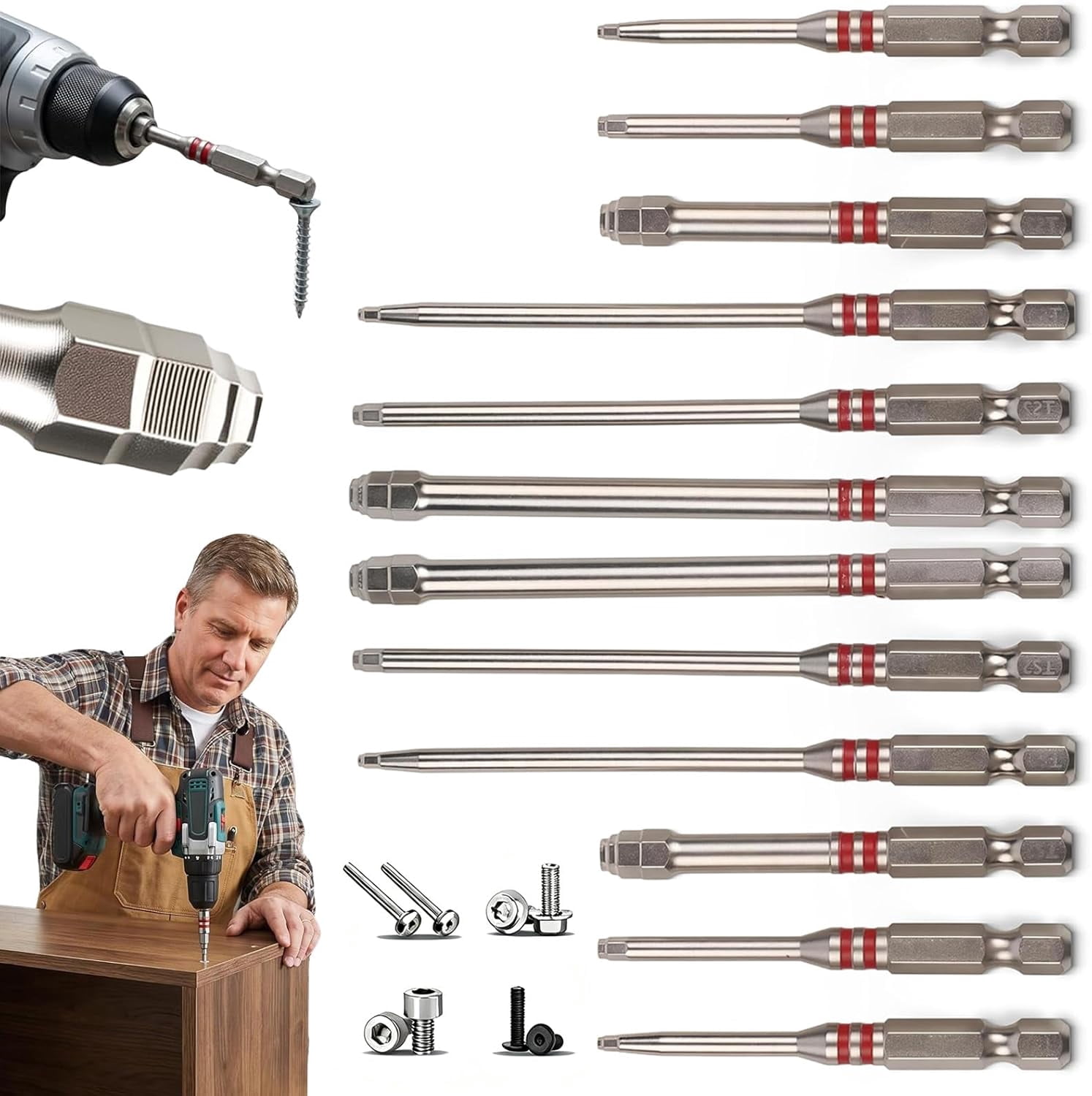 6-Piece Screwdriver Bit Set, Featuring Magnetic Hexagonal Shanks and ...
