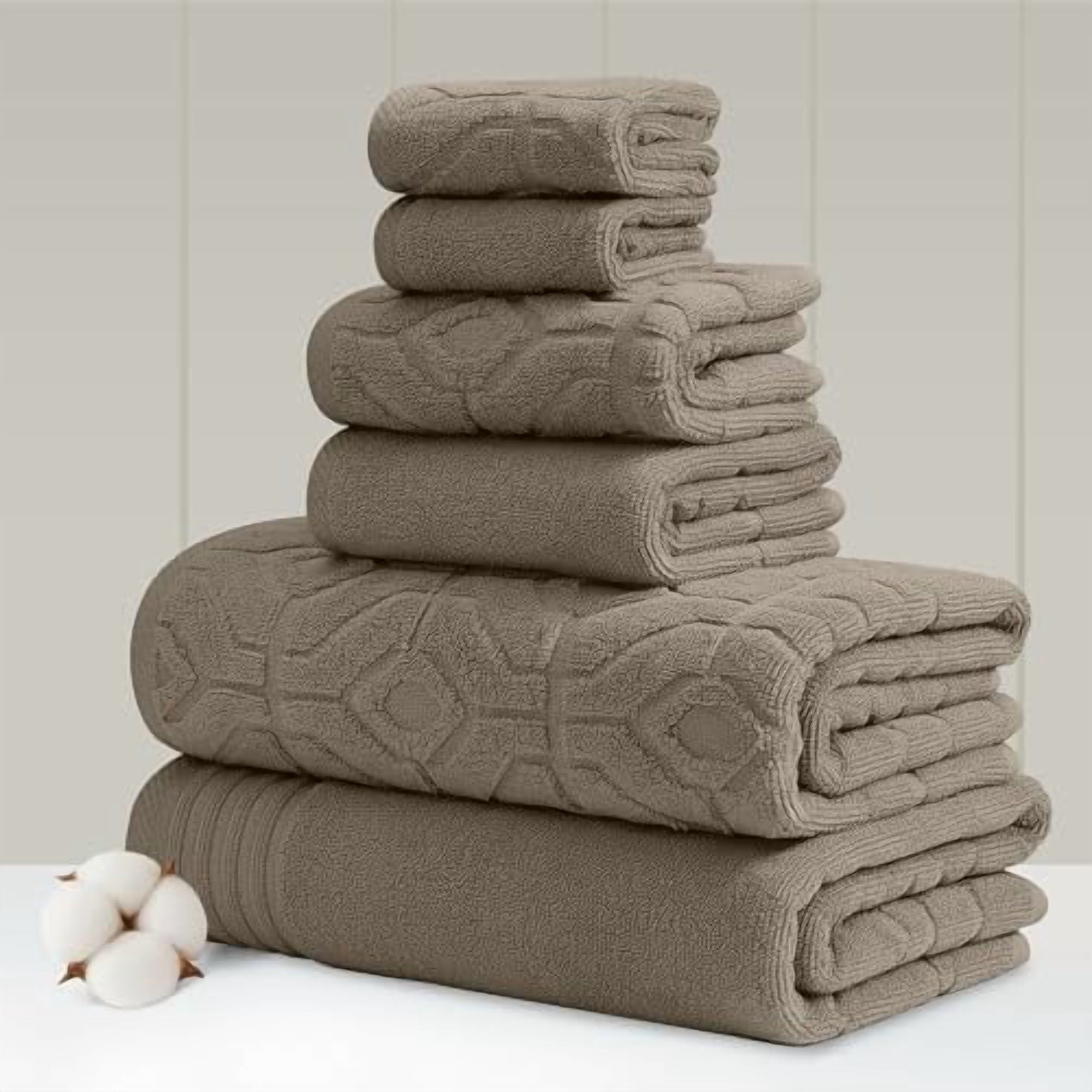 6 Piece Set, 2 Bath Towels, 2 Hand Towels, 2 Washcloths Yarn Dyed ...
