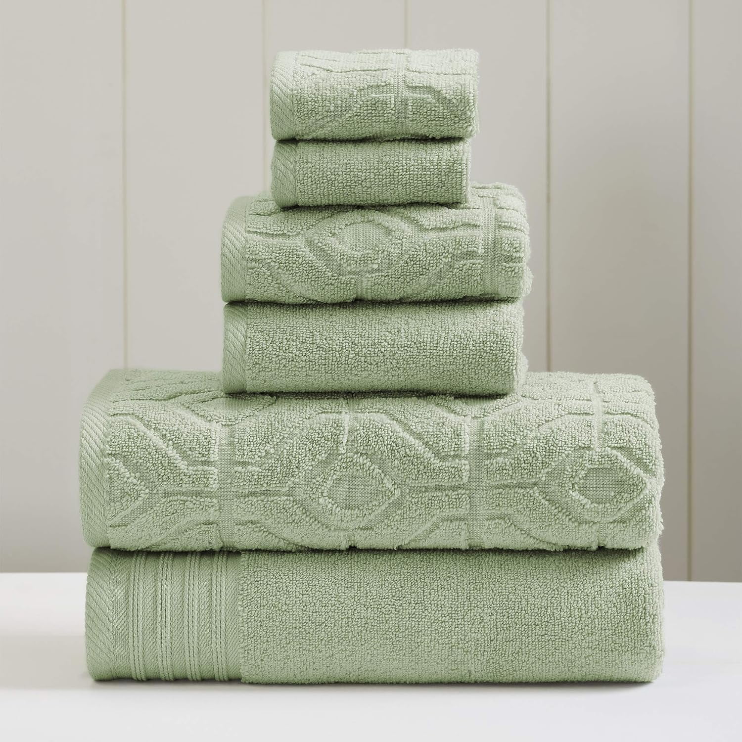 6 Piece Set, 2 Bath Towels, 2 Hand Towels, 2 Washcloths, Yarn Dyed ...