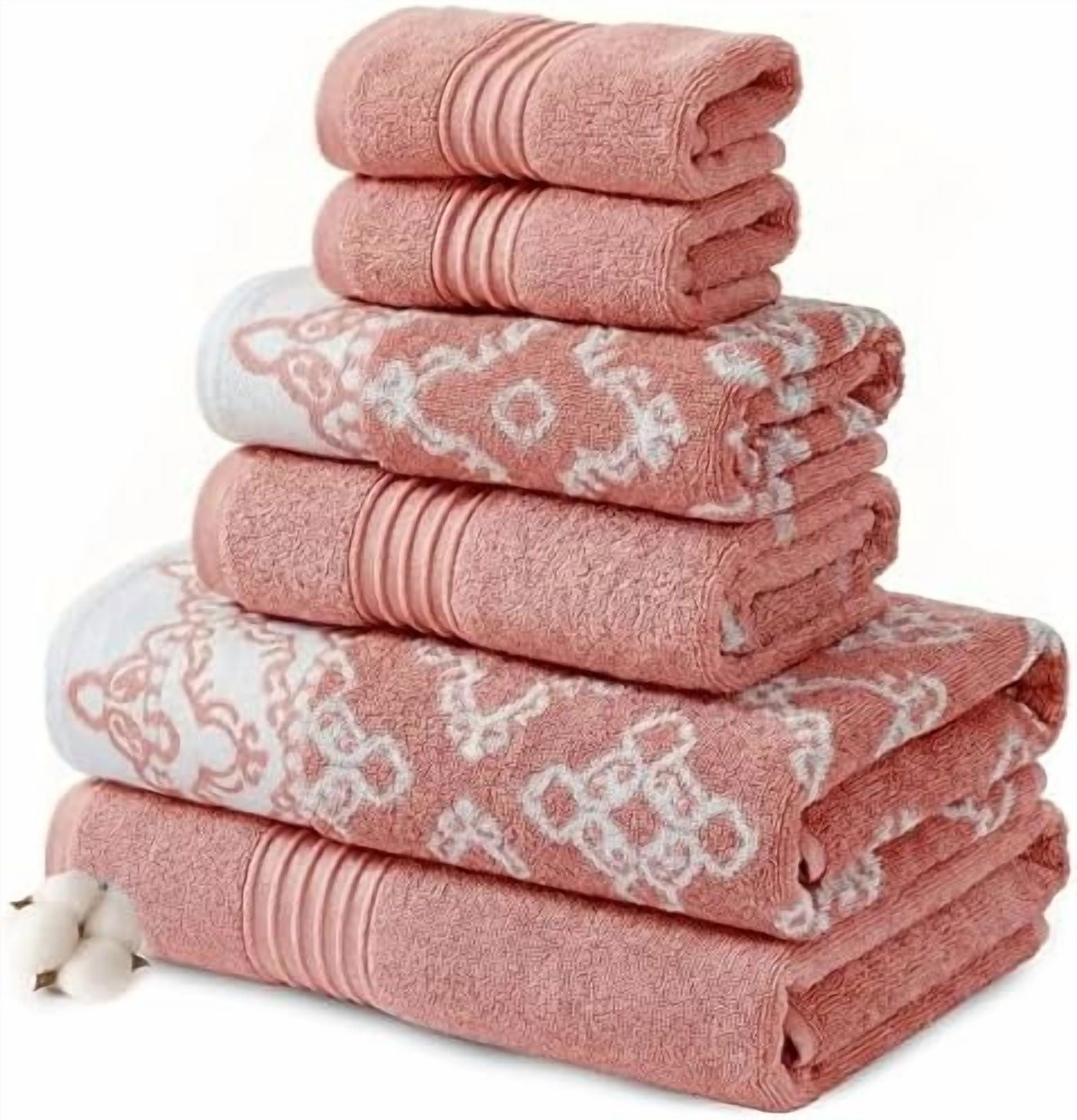 6 Piece Set, 2 Bath Towels, 2 Hand Towels, 2 Washcloths Yarn Dyed ...
