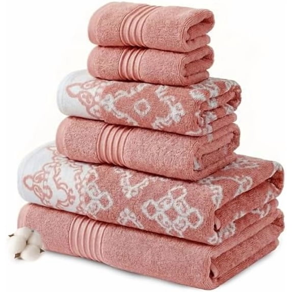 6 Piece Set, 2 Bath Towels, 2 Hand Towels, 2 Washcloths Yarn Dyed ...