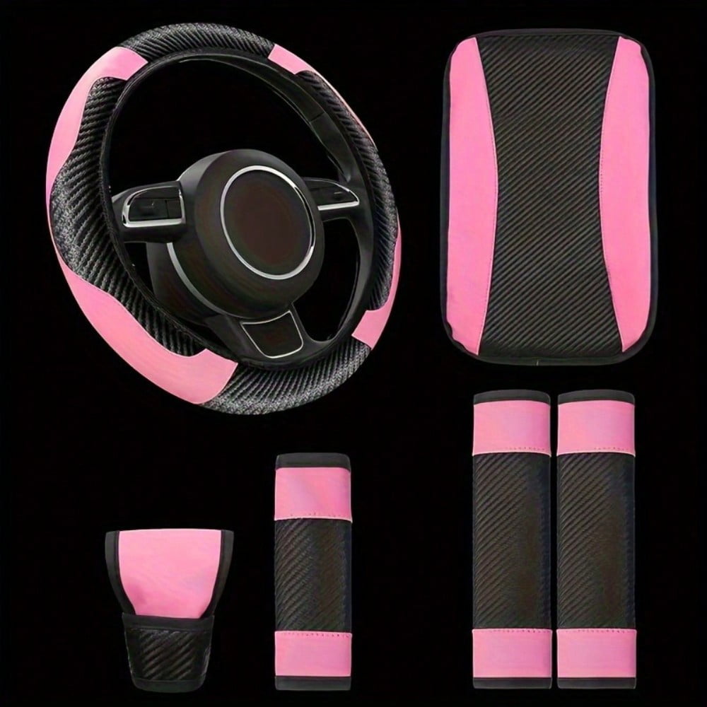 6-Piece Set, PU Leather Car Interior Package, Including Steering Wheel ...