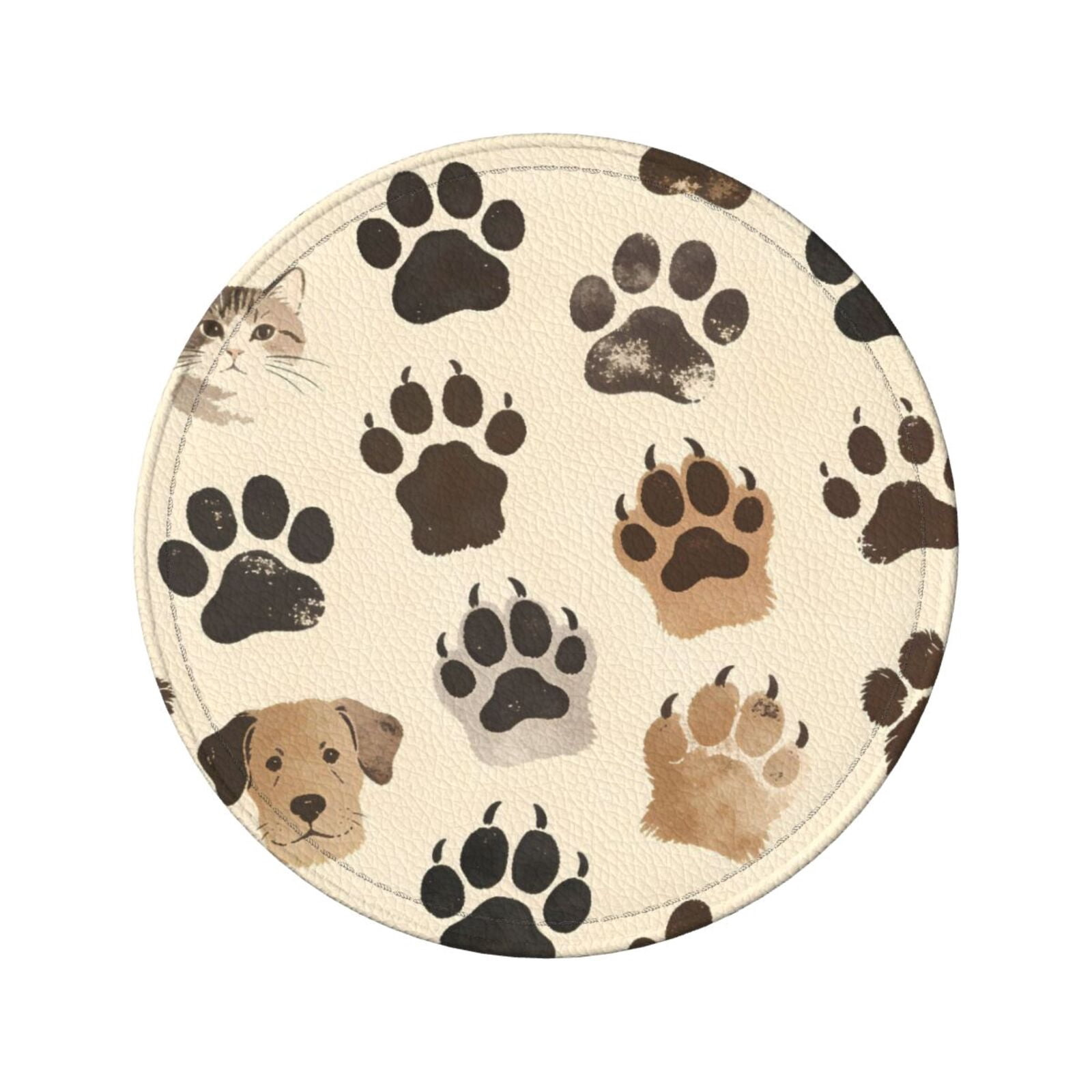 6-Piece Set Of Round Coasters Water-Resistant Leather Double-Sided Non ...