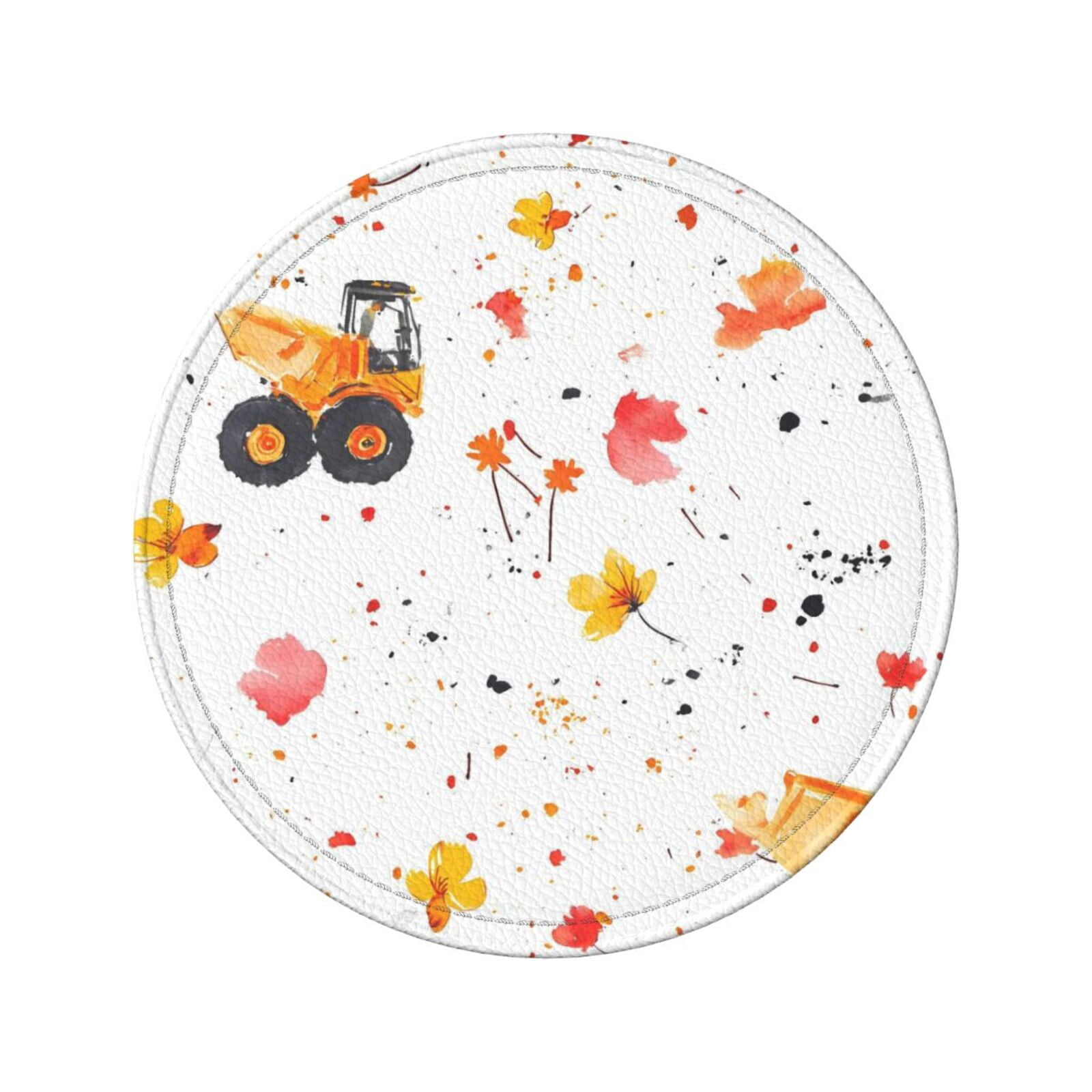 6-Piece Set Of Round Coasters Water-Resistant Leather Double-Sided Non ...