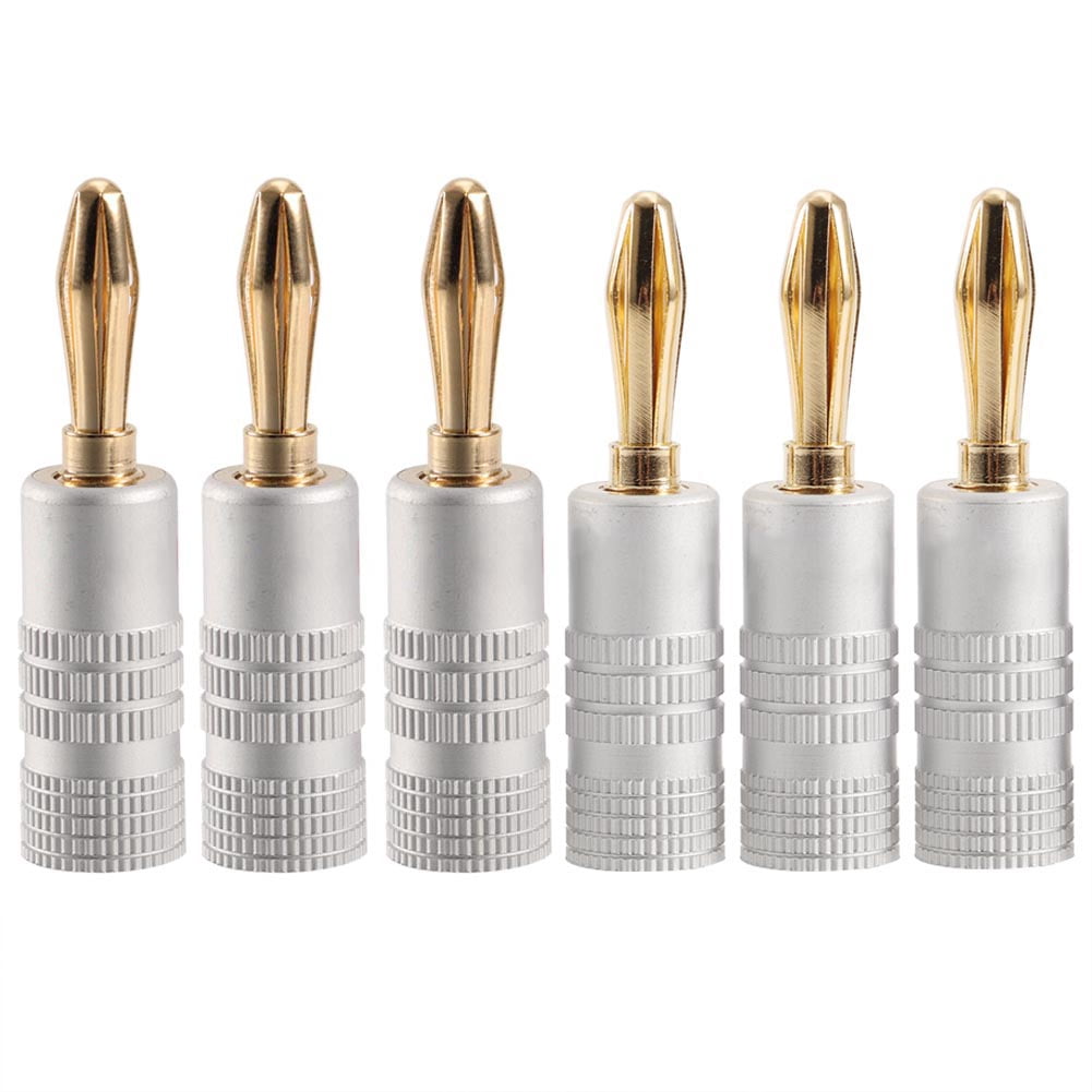 6-Piece Set, Solderless Banana Plug Adapters Golden 4mm Speaker Wire ...