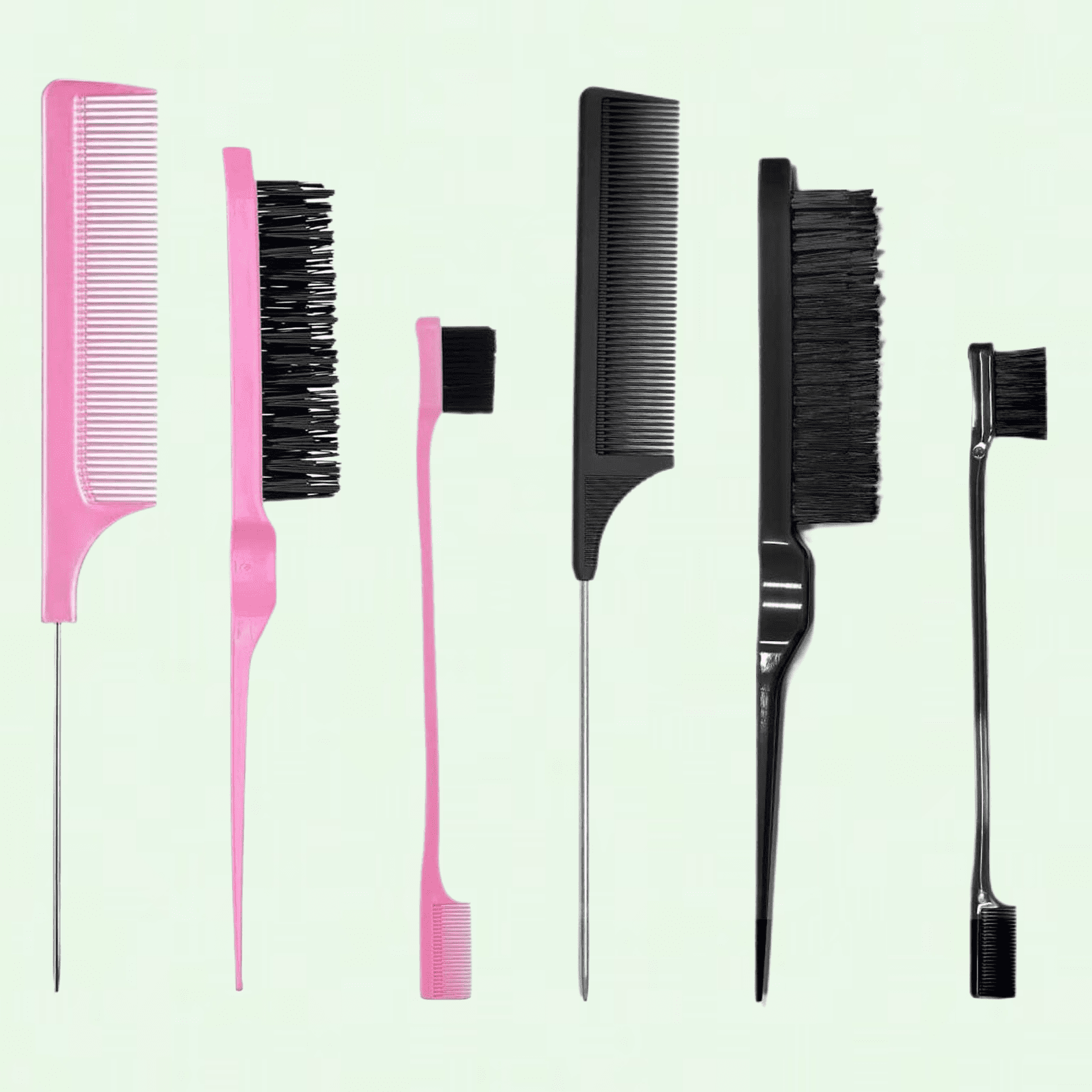 6-Piece Set of Slick Back Hair Brushes for Black Hair Women and ...