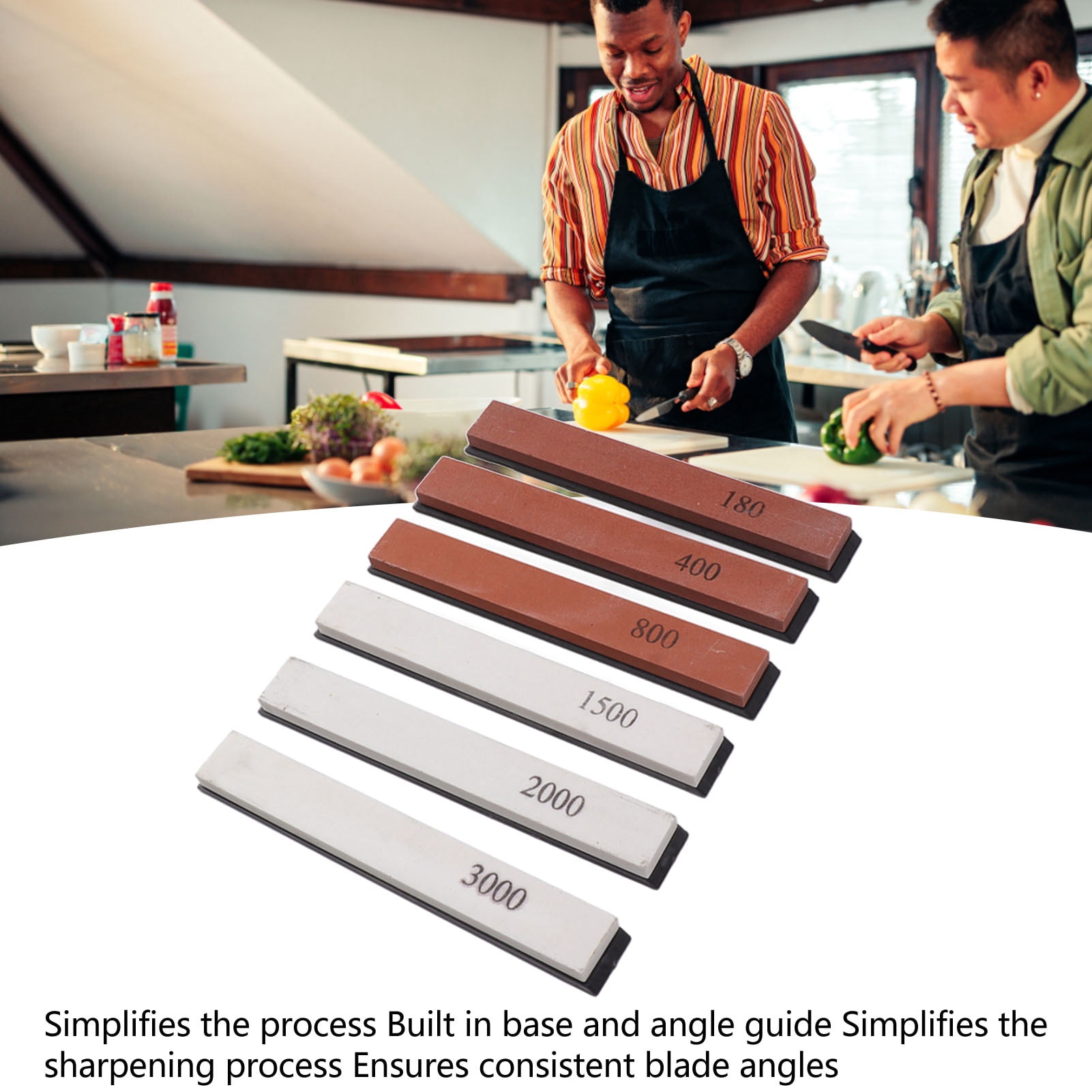 6,Piece Sharpening Stone Set, White/Brown Corundum, 180,3000 Grit ...