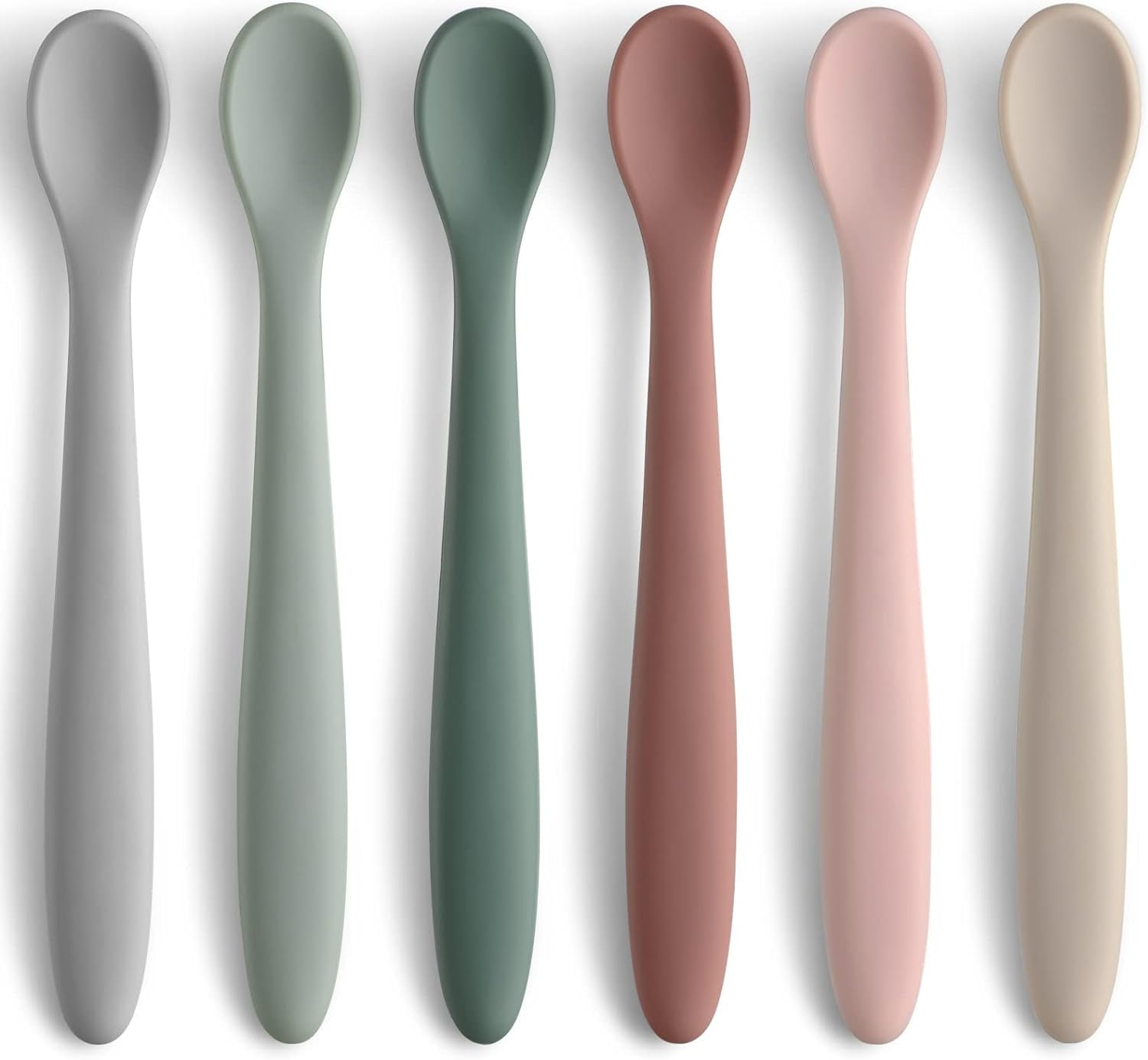 6-Piece Silicone Feeding Spoons for First Stage Baby and Infant, Soft ...