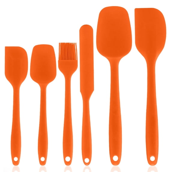 6-Piece Silicone Kitchen Utensil Set - Cream Color Integrated Scraper ...