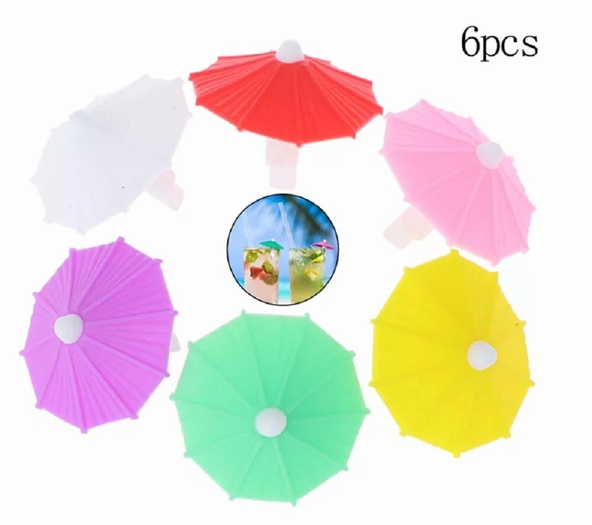 6-Piece Silicone Umbrella Drink Markers – Glass Charm Tags For Party ...