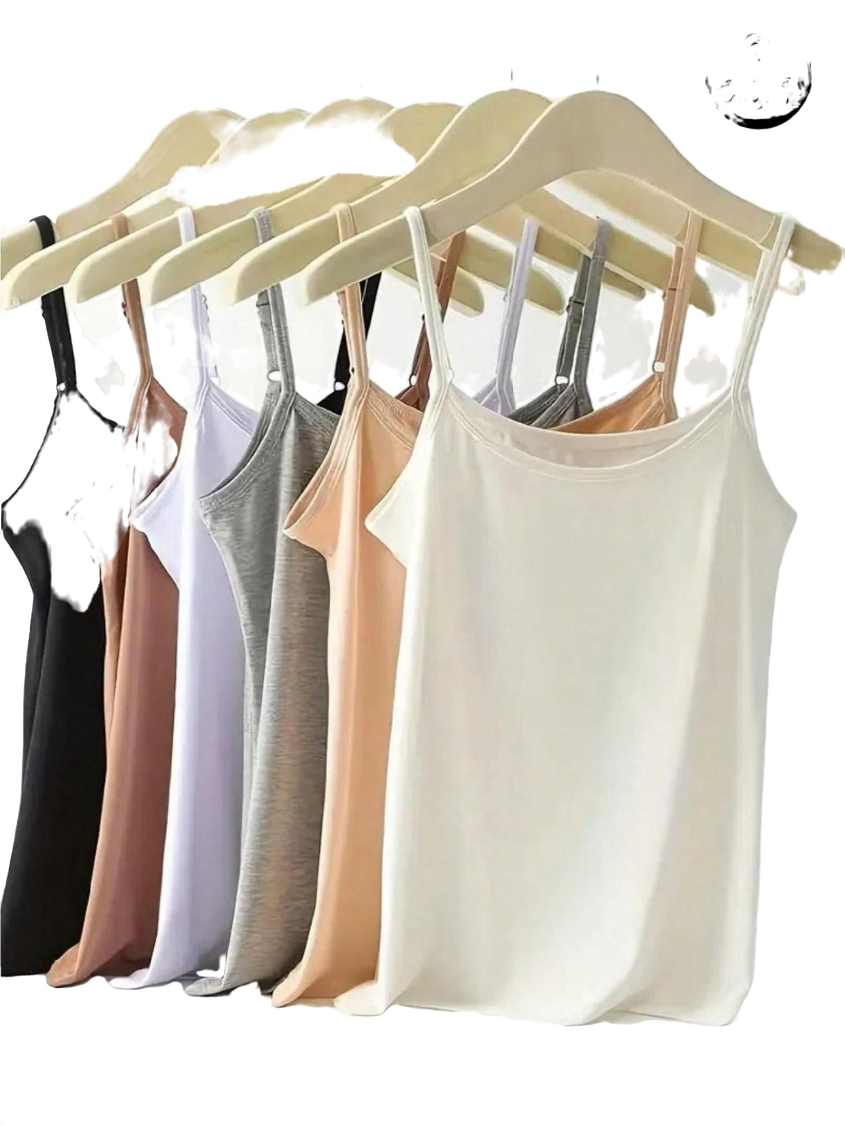 6-Piece Solid Color Cami Tank Tops - Backless & Sleeveless Soft ...