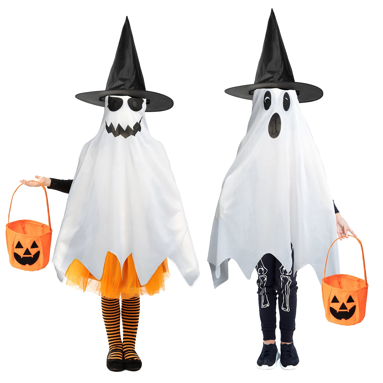 6 Piece Spooky Double Dress Up for Boys&Girls, Hat White Cloak Pumpkin ...