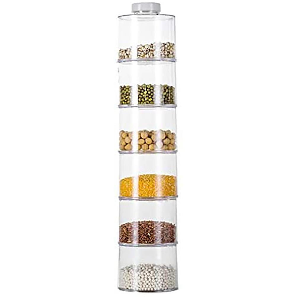 6-Piece Stackable Spice Storage Box Set - Transparent Kitchen Spice ...