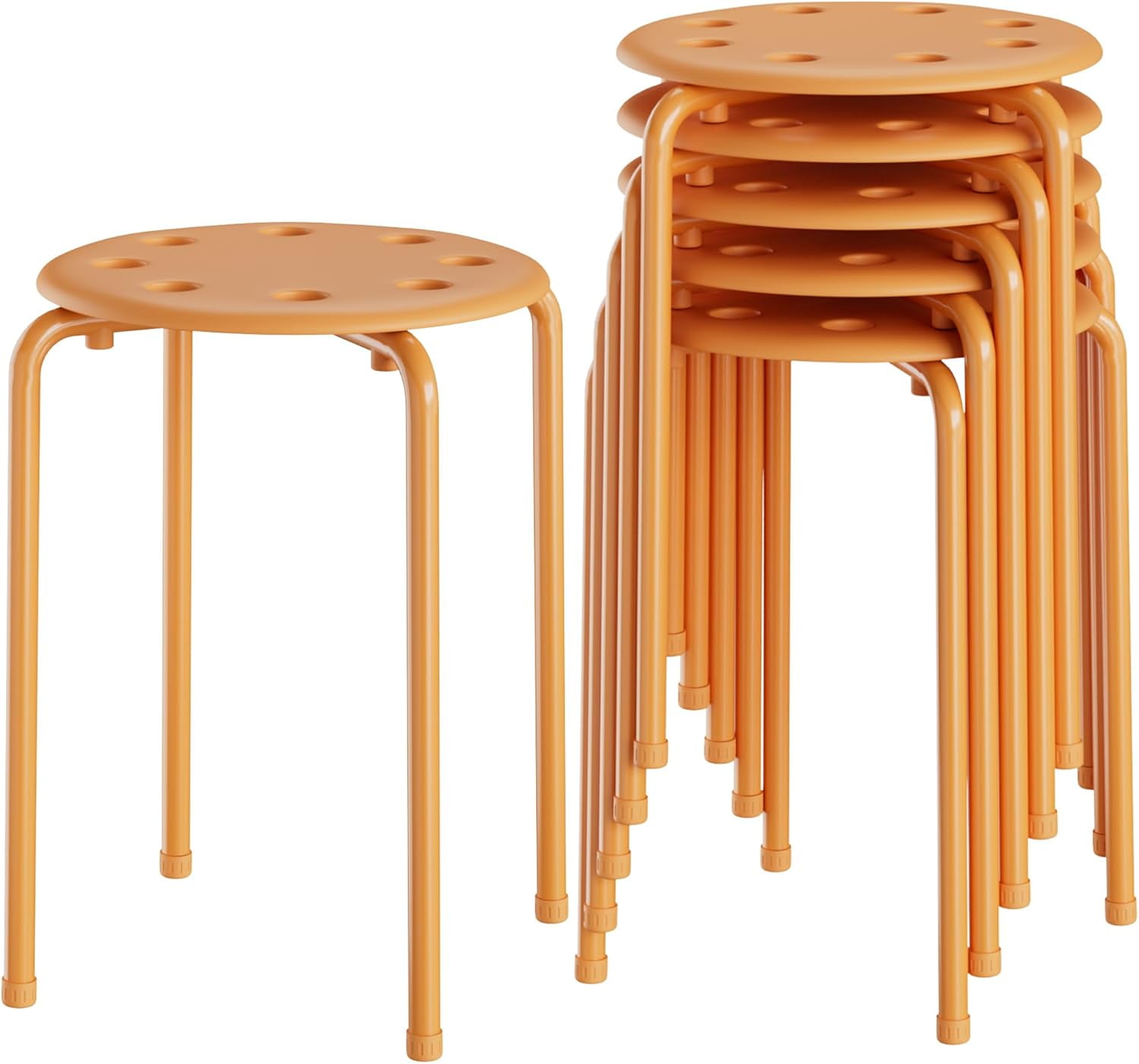 6 Piece Stacking Stools, 17.7 Inch Standard Height, Portable Colorful ...
