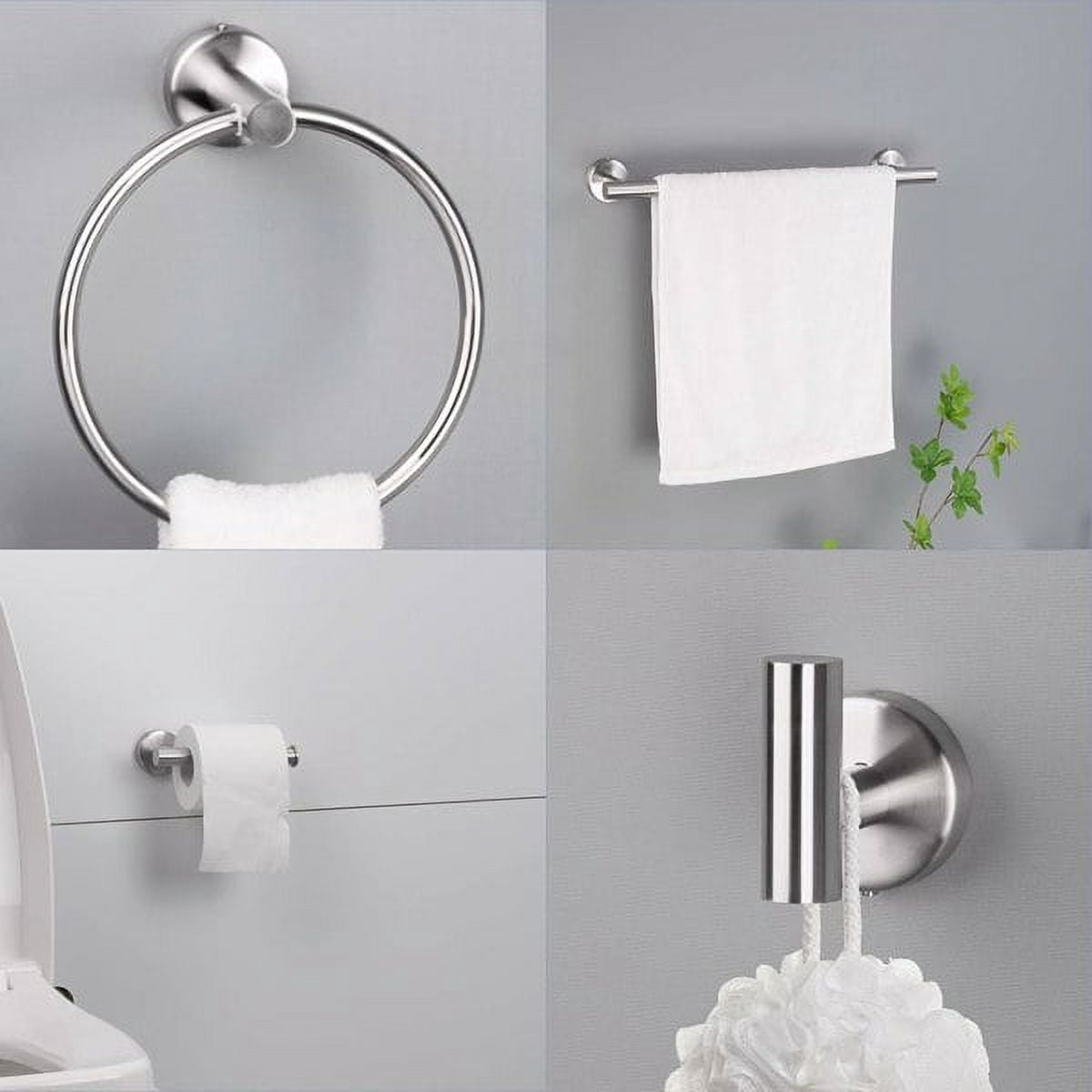 6 Piece Stainless Steel Bathroom Towel Rack Set - Wall Mounted Towel ...