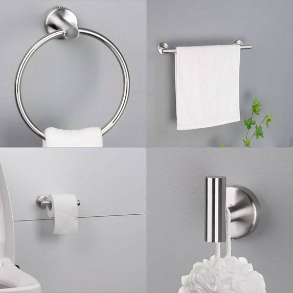 6 Piece Stainless Steel Bathroom Towel Rack Set - Wall Mounted Towel ...