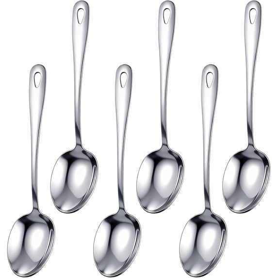 6 Piece Stainless Steel Buffet Serving Spoon 10 Inch Large Spoon ...