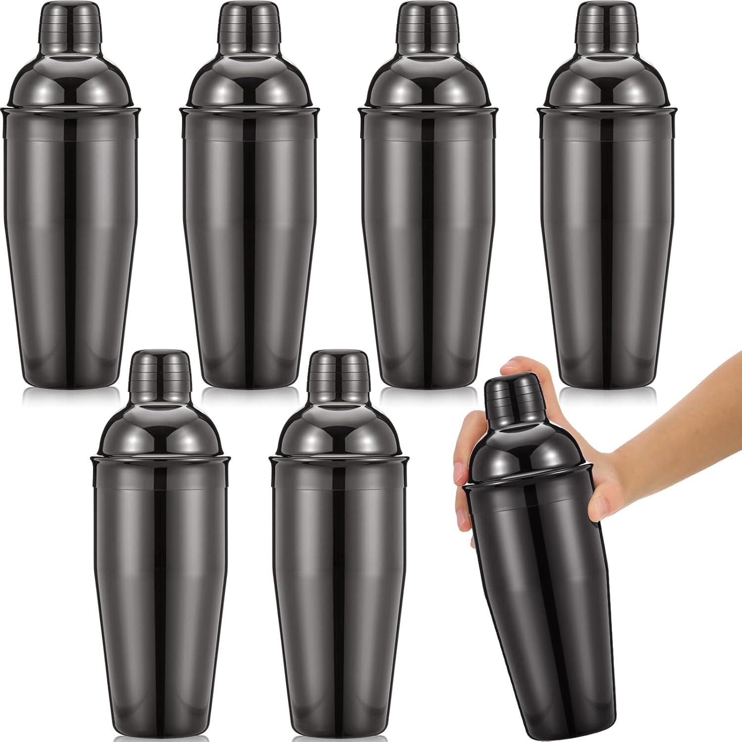6-Piece Stainless Steel Cocktail Shaker Set, Professional Bar Mixer ...