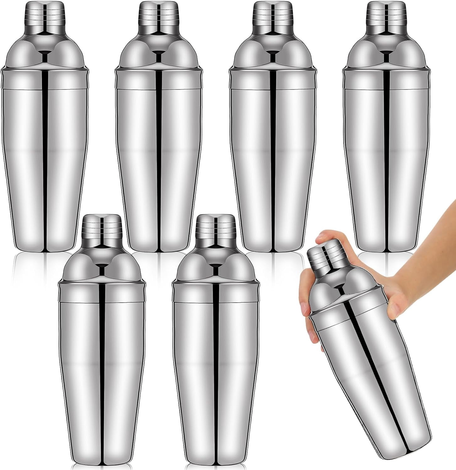 6-Piece Stainless Steel Cocktail Shaker Set, Professional Bar Mixer ...