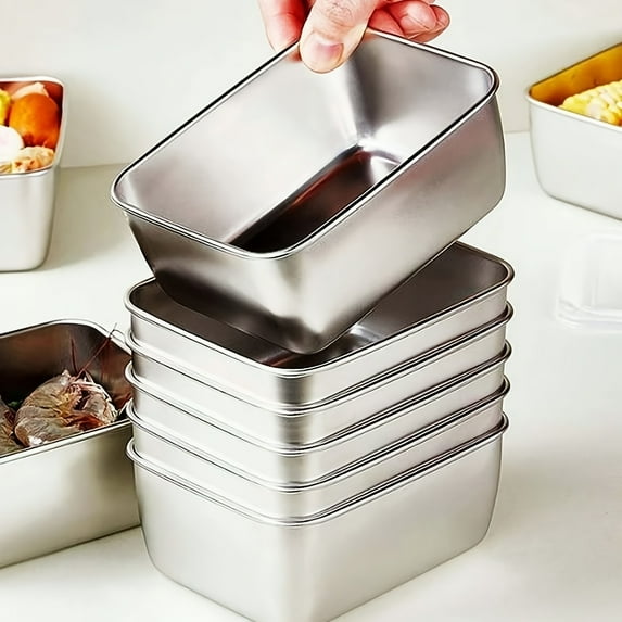 6-Piece Stainless Steel Food Storage Containers Set With Lids ...