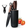 6 Piece Stainless Steel Kitchen Knife Set Super Sharp Black Non Stick ...