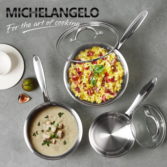 6-Piece Stainless Steel Saucepan Set with Lids, Tri-Ply Bottom ...