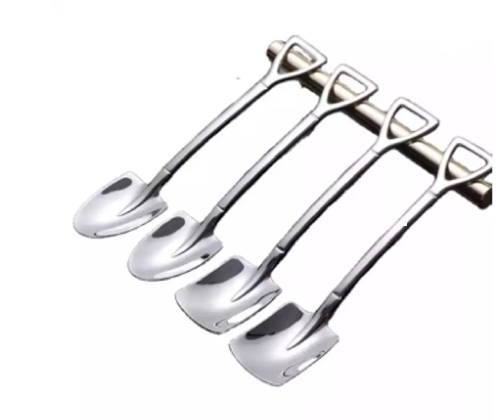 6-Piece Stainless Steel Shovel Teaspoon Set - Artisan Ice Cream, Coffee ...