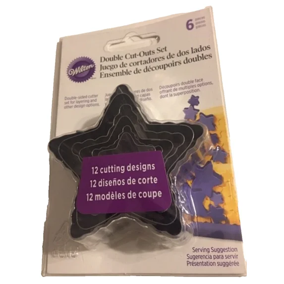 6-Piece Stars Double Sided Cut-Outs Set Cookie Cutters 1"-3" Wilton ...