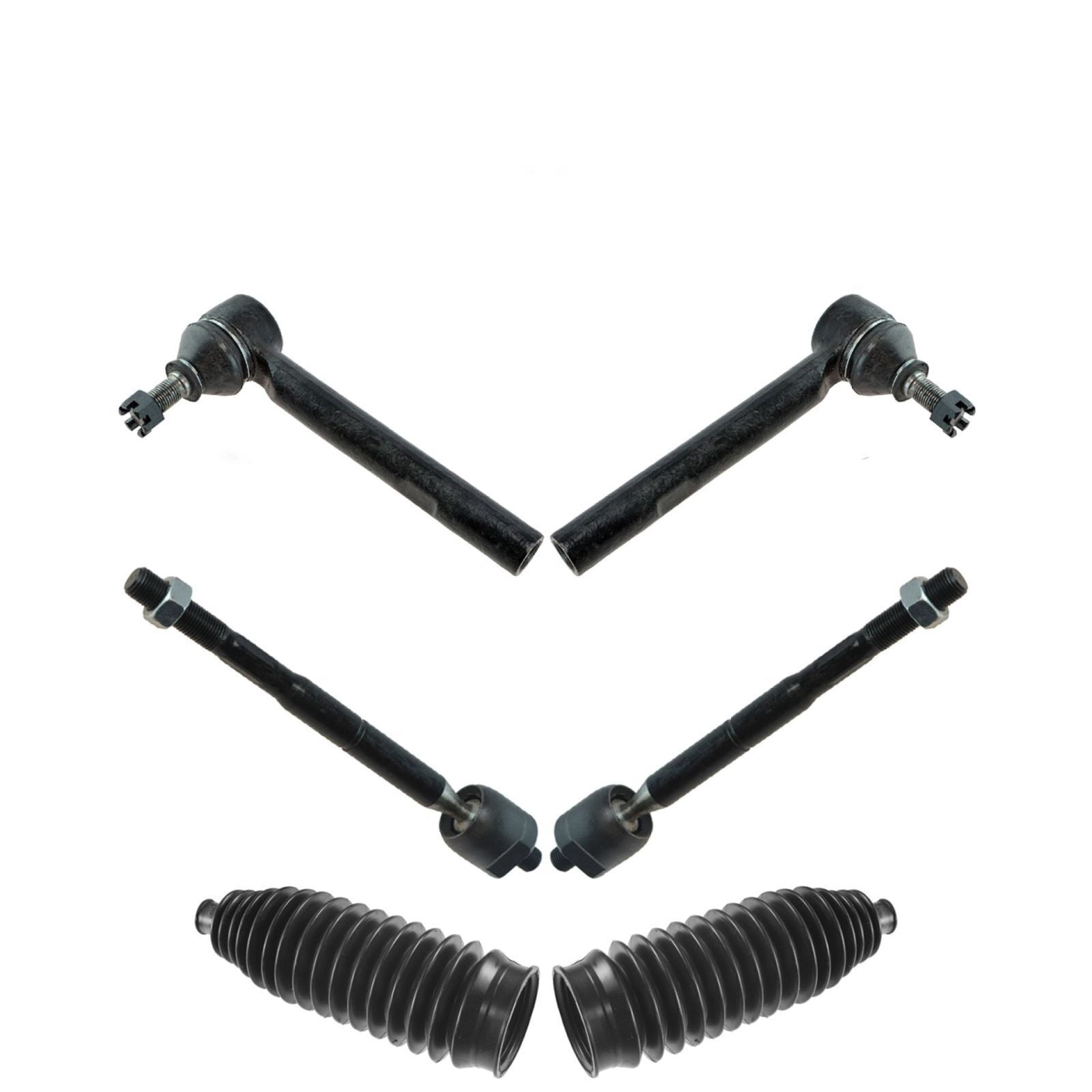 6 Piece Steering Kit Inner Outer Tie Rods w/ Boots Bellows for er for ...