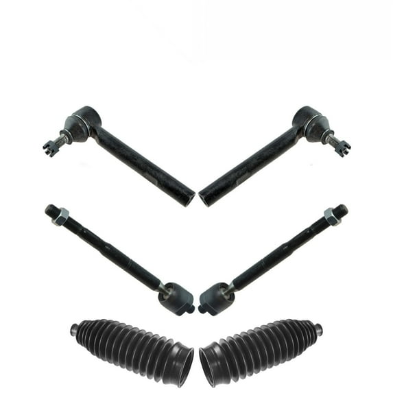 6 Piece Steering Kit Inner Outer Tie Rods w/ Boots Bellows for er for ...