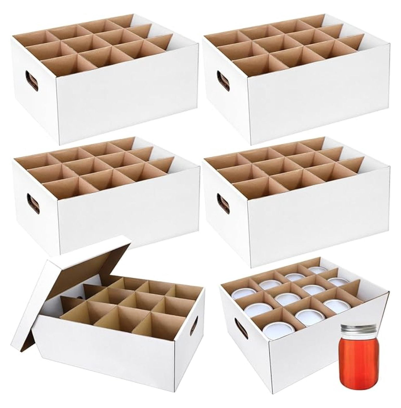 6-Piece Storage Box for Pint Canning Jars, Cardboard Organizer Holder ...