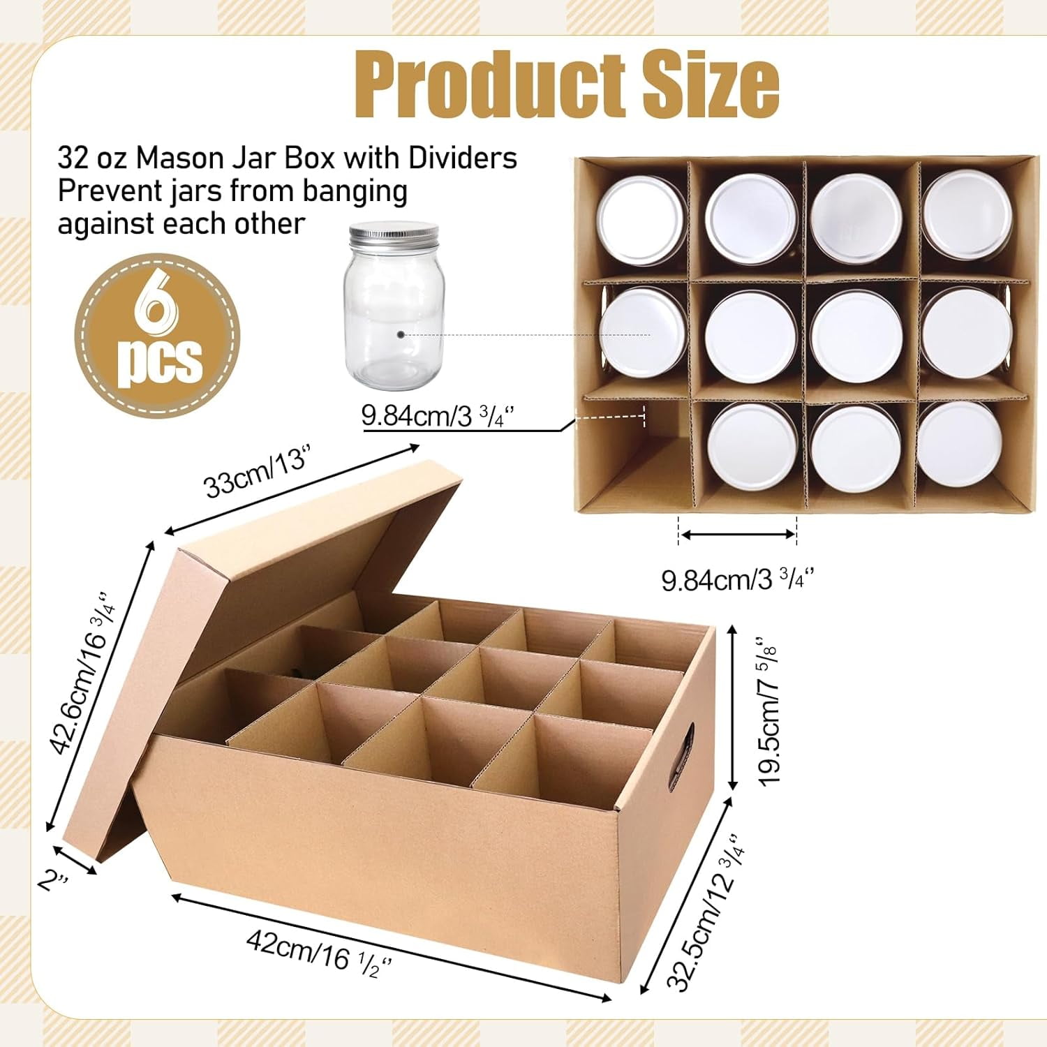 6 Pieces Mason Jar Storage Box for Pint Size Canning, Cardboard ...
