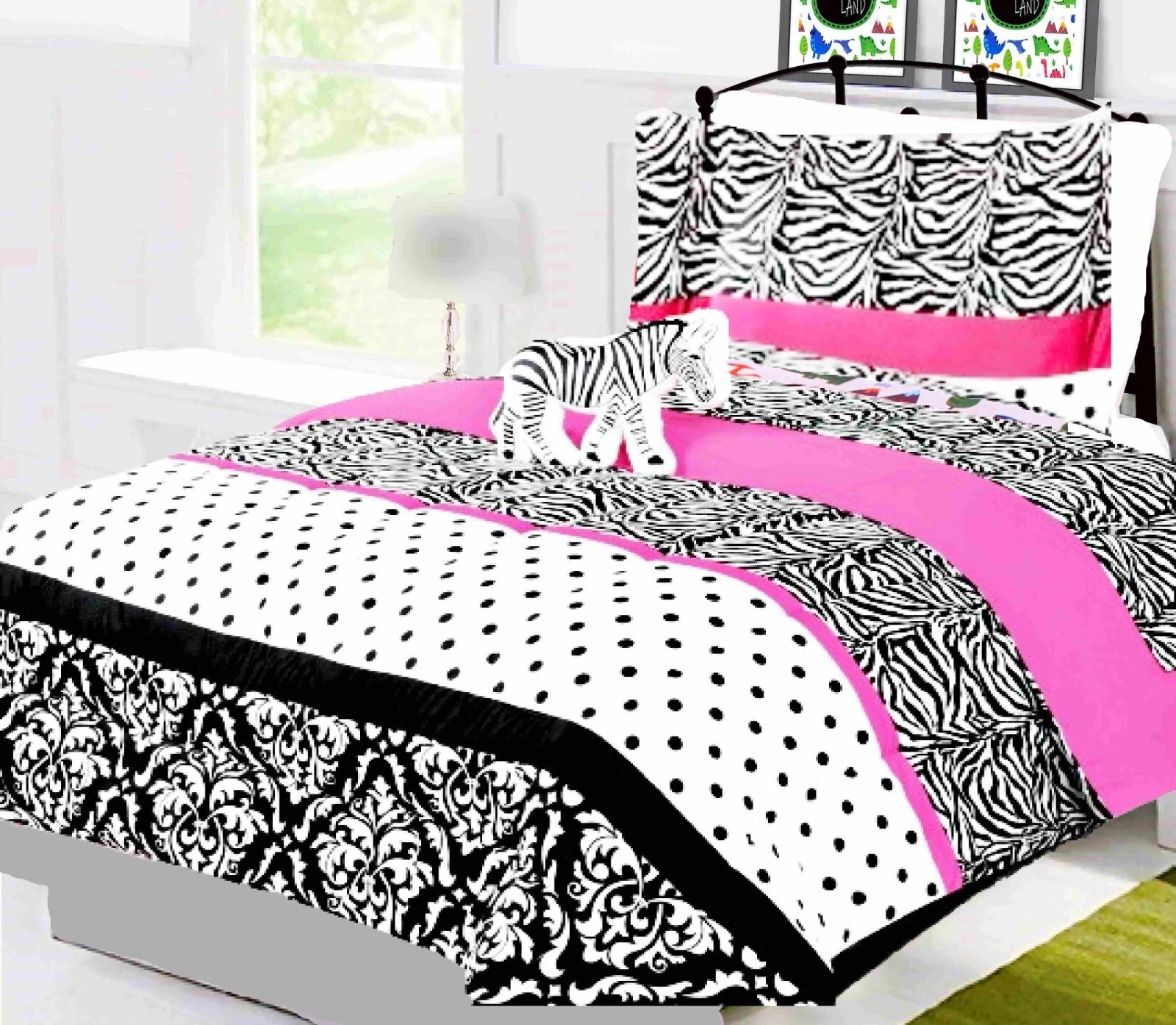6-Piece Stripe Mosaic Zebra Print Design Bed in a Bag, Twin - Walmart.com