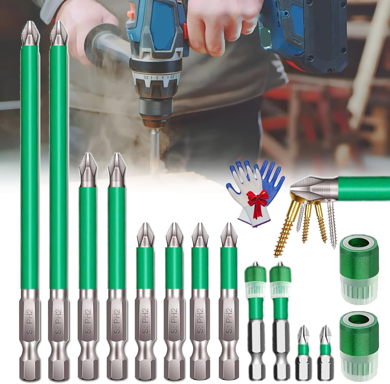 6-Piece Strong Magnetic Durability Screwdriver Drill Bit Set, Magnetic ...