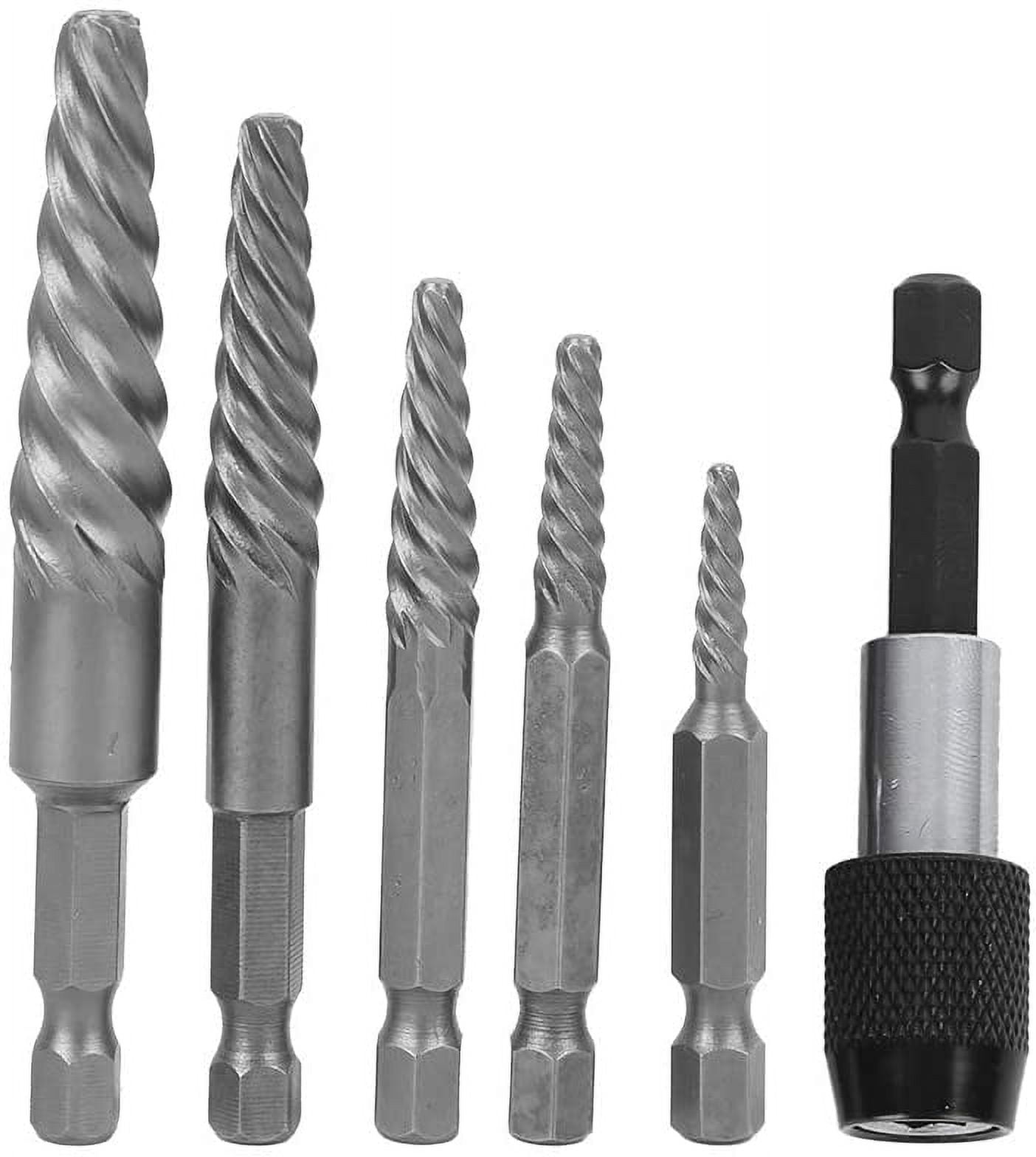 6-Piece Toolkit for Stubborn Screws Spiral Groove Screw Extractor Set ...