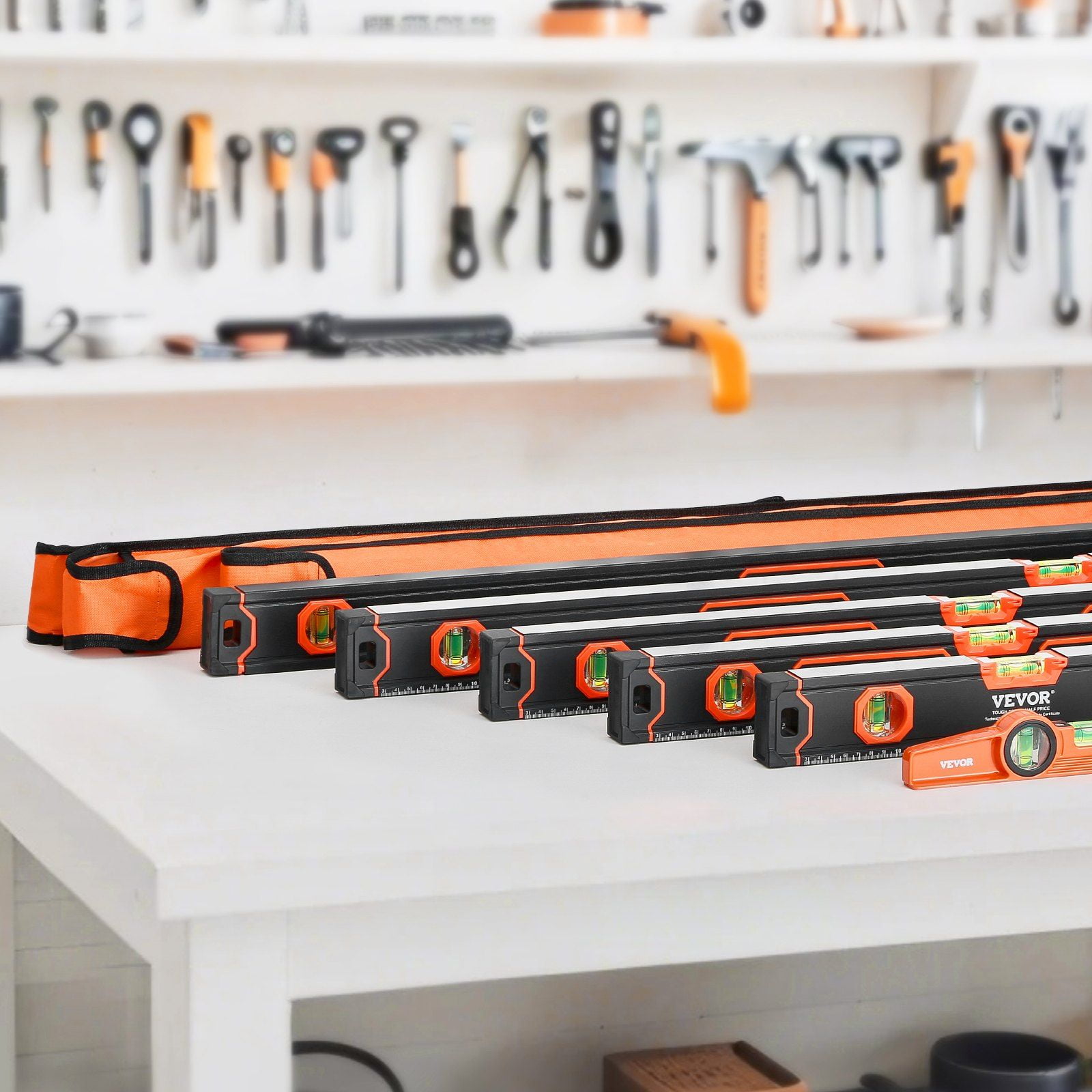 Magnetic Box Torpedo Level Set - 6-Piece Aluminum Alloy, 3-Way Vials ...