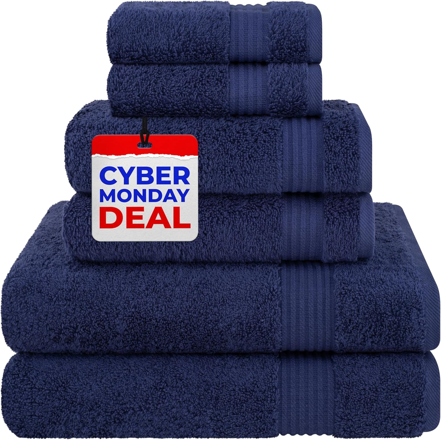 6 Piece Towel Set 100% Cotton Soft Absorbent Turkish Towels for ...