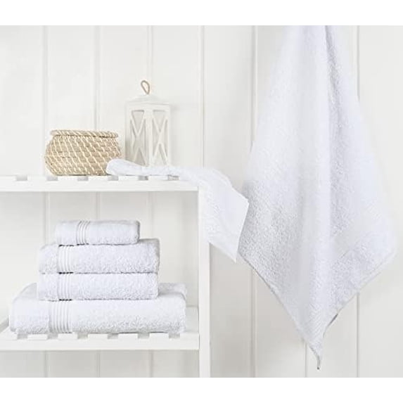 6 Piece Towel Set, 100% Cotton Soft Absorbent Turkish Towels for ...