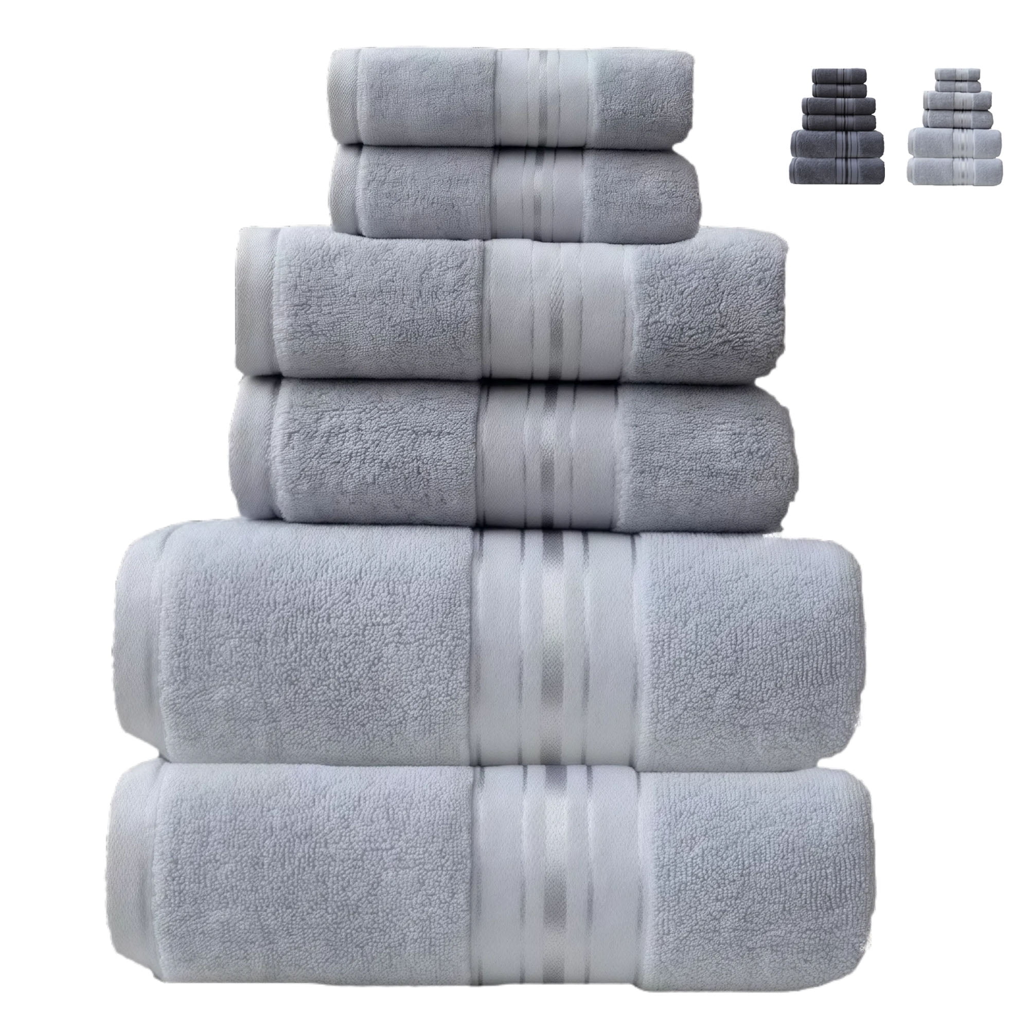6 Piece Bath Towel Set, Includes 2 Bath Towels, 2 Washcloths, 2 Hand ...