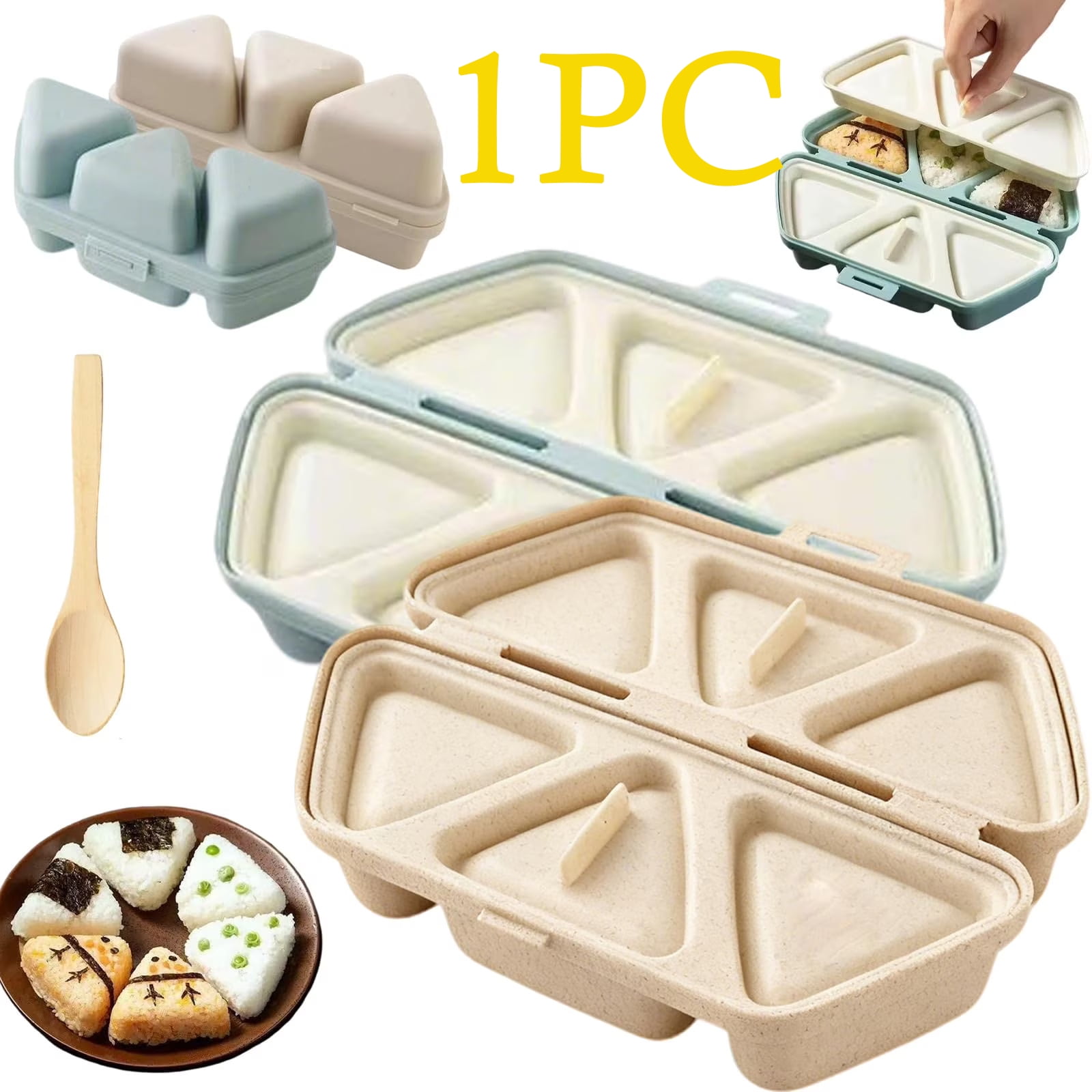 6-Piece Triangle Rice Ball Mold, Onigiri Maker for Sushi, Seaweed Rice ...
