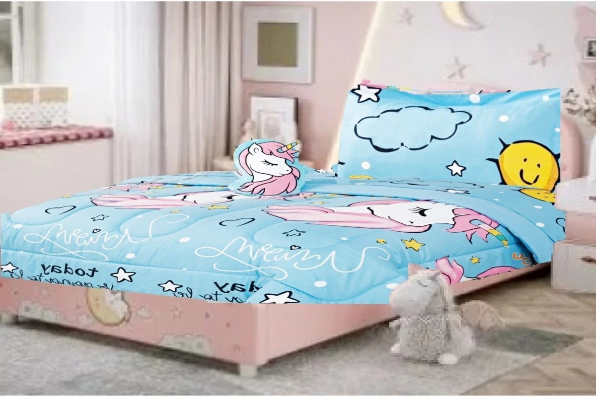 6-Piece Twin Unicorn #4 Baby Blue Bedding Comforter and Sheet Set for ...