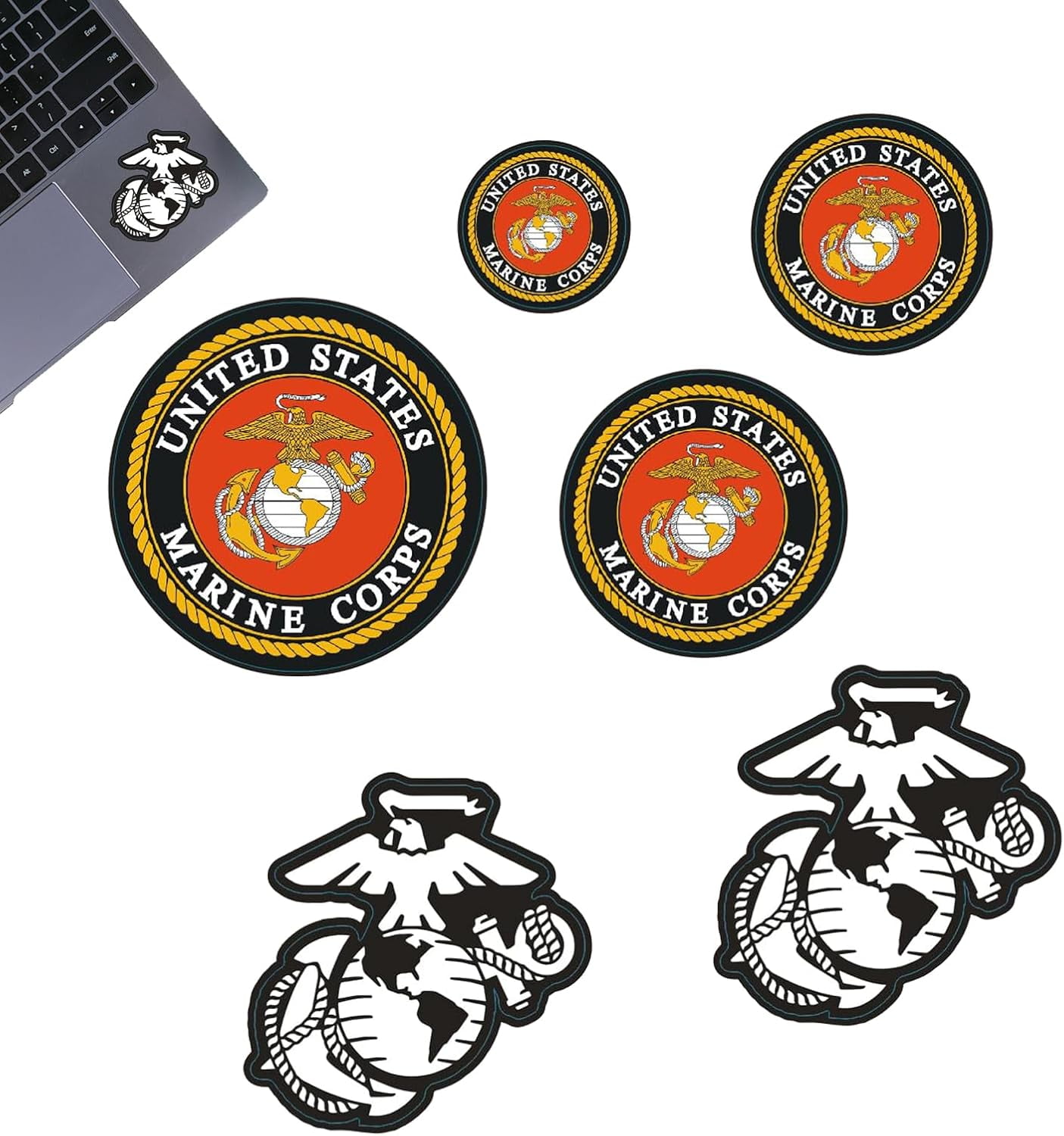 6 Piece US Marine Corps Logo Decals, 1.75" to 4" Marine Car Stickers ...