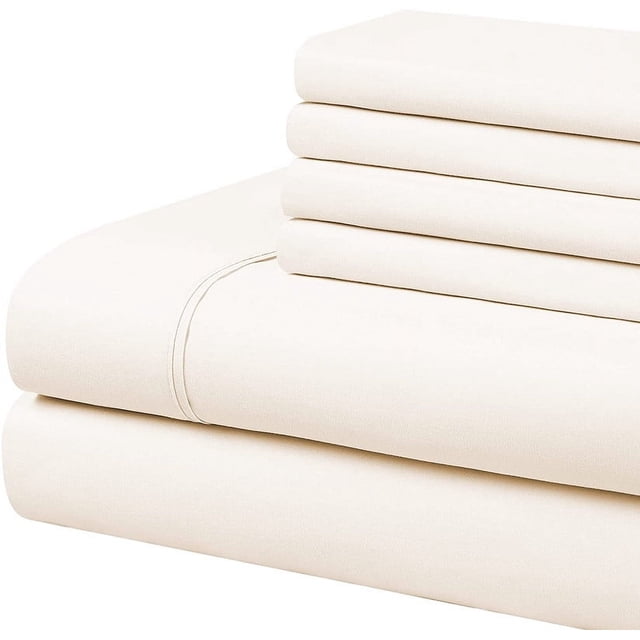 6 Piece Ultra Soft Bed Sheets & Pillowcases, Full Size Sheet Set, 450 ...