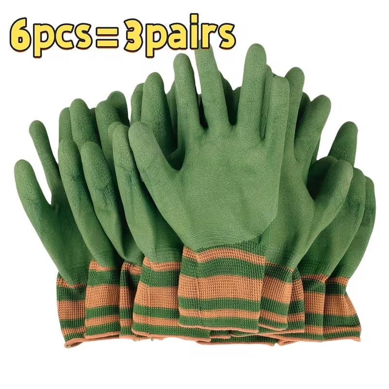 6-Piece Unisex Gardening Gloves Set - Durable, Breathable, Multi ...