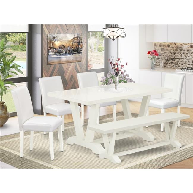 6 Piece V-Style Beautiful Dinette Set - Linen White - Walmart.com